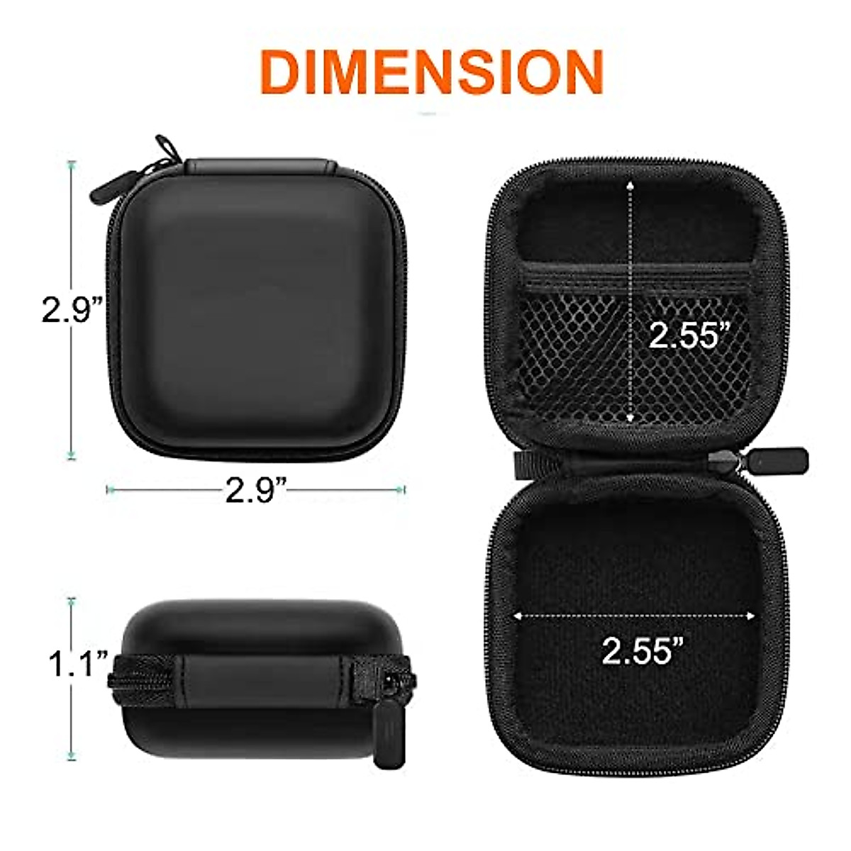 IRUGLE EVA Earbud Case Earphone Carrying Pouch with Belt Clip Mini Protection Storage Bag Holder Compatible with Airpods Bluetooth Wireless Headphone Beats Studio Buds Charger USB Cable Memory Cards