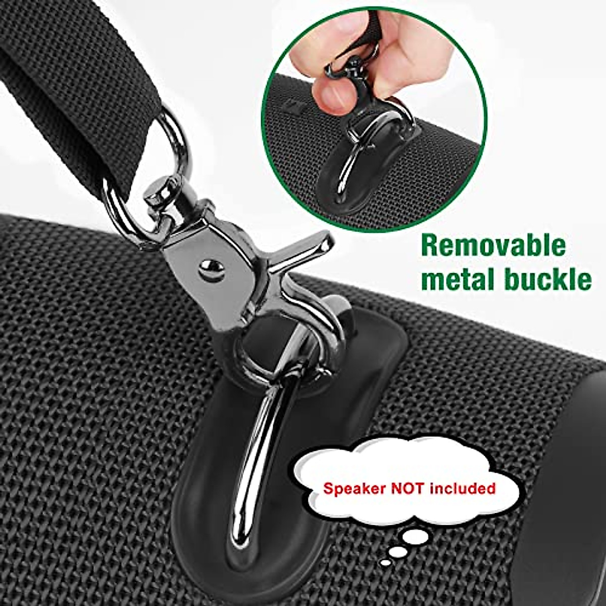 Desing Wish Removable Speaker Handle Strap Compatible with JBL Xtreme/Xtreme 2/ Xtreme 3/ W-King X10/ Zealot S67 Portable Wireless Bluetooth Speaker, Outdoor Travel Speakers Handle Belt (Black)