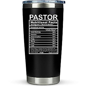 KLUBI Pastor Gifts for Men Women- 20oz Travel Coffee Mug - Funny Gift Idea for Appreciation, Women, Birthday, Basket, Anniversary, Best