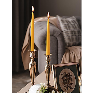 6 Packs Natural Beeswax Taper Candles- 10 inch Beeswax Candles, Smokeless and Dripless Beeswax Candles- 10 Hour Burn Time Beeswax Candlesticks- for Christmas Home Decor Air Purification Spa Relaxation