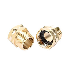 ZKZX Garden Hose Adapter,3/4" GHT Male x 3/4" NPT Male Connector with 3/4" GHT Female x 3/4" NPT Male Connector,Brass Pipe to Garden Hose Fitting Connect 4pcs with Extra 8 Rubber Washers (3/4NPT)