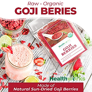Healthworks Raw Goji Berries (32 Ounces / 2 Pound) | Certified Organic & Sun-Dried | Keto, Vegan & Non-GMO | Baking, Teas & Smoothies | Antioxidant Superfood