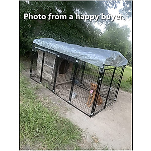 Omitree New Modular Dog Kennel Heavy Duty Welded Steel Panel Pet Cover 5' W x 10' L x 5.5' H