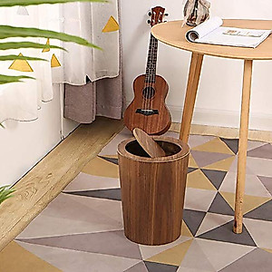 ZZFF Wood Trash Can with Swing Lid,Round Kitchen Garbage Can,Japanese Small Waste Bin Wastebasket for Office Bathroom Livingroom A 19x19x30cm(7x7x12inch)