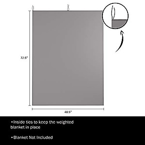 Lavish Home Duvet Cover-for Weighted 20lb Throws Blankets-Soft 100% Cotton, Zipper Closure & 10 Tie Points- Removable for Machine Wash-60.5” x 80.5” (Gray)