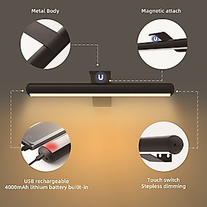 YAQIIHOME Wireless Picture Lights Rechargeable with 4000mAh Battery,Painting Lights Art Ddisplay Light with Remote Control,3 Lighting and Dimmable,Full Metal Led Accent Light for Picture Dartboard