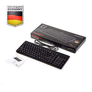 Perixx PERIBOARD-220H US, Wired Compact USB Keyboard with 2 Hubs - Build-in Numeric Keypad - Black - US English Layout, (11506)