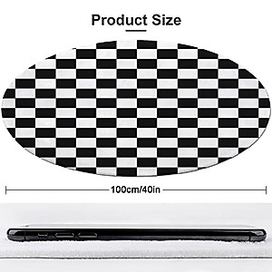 YEAHSPACE Checkered Rug Round 40 inch Plaid Circle Area Rug Living Room Bedroom Aesthetic Decor-Black White Checkered Plaid
