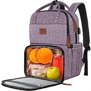 MATEIN Laptop Backpack with Lunch Box, Insulated Women Backpacks with Cooler Compartment, 15.6 inch Water Resistent Tote Food Bag with USB Charging Port for College Beach Camping Picnics Hiking