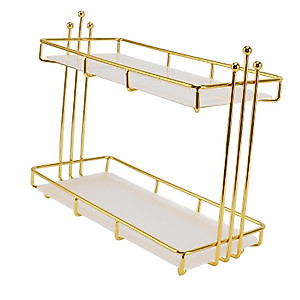 FTVOGUE Makeup Shelf Organizer, 2 Tier Bathroom Countertop Organizer with Vanity Tray Bathroom Trays forCounter, Storage for Cosmetics, Skincare, Perfume (S)