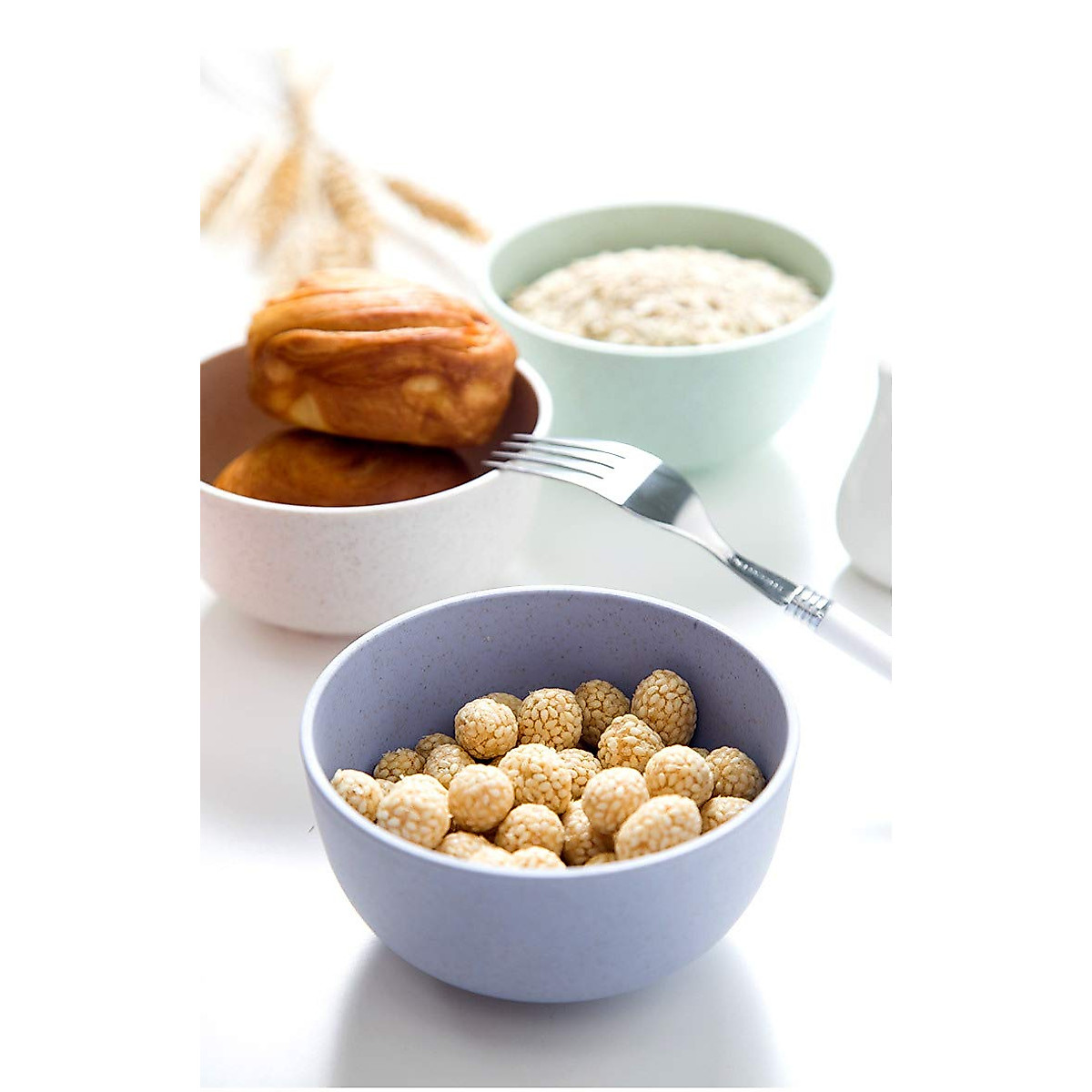 Old Tjikko Snack Bowls,Set of 4 Rice Bowls,100% BPA-Free Wheat Straw Fiber Snack Bowls,Eco-friendly Safe Kitchen Bowl for Children Adult Support Microwave(14 oz-4pack)