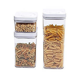 Amazon Basics 5-Piece Square Airtight Food Storage Containers for Kitchen Pantry Organization, BPA Free Plastic