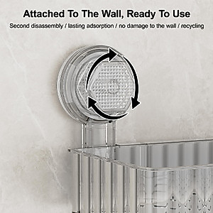 Ankoox Shower Caddy Suction Cup Bathroom Shower Organizer for Bathroom Storage Home Decor & Kitchen No Drilling Large Capacity Removable and Reusable Shower Shelves for Inside Shower. (clear, square)