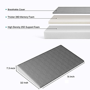 TOLEAD Bed Inclined Mattress Topper, 7.5 Inch Incline Foam Support Wedge Pillow, Wedge Mattress Elevator with Washable Cover for Post Surgery, Anti-snoring, Neck Back & Leg Pain Relief, King, Grey
