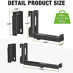 USX MOUNT Universal Soundbar Wall Mount Brackets, Depth Adjustable 3.5-6.1‘’ Sound Bar Mounting Bracket for Most of Soundbars Up to 13.2 Lbs, Removable and Lockable No-Slip Hooks（XAS006）