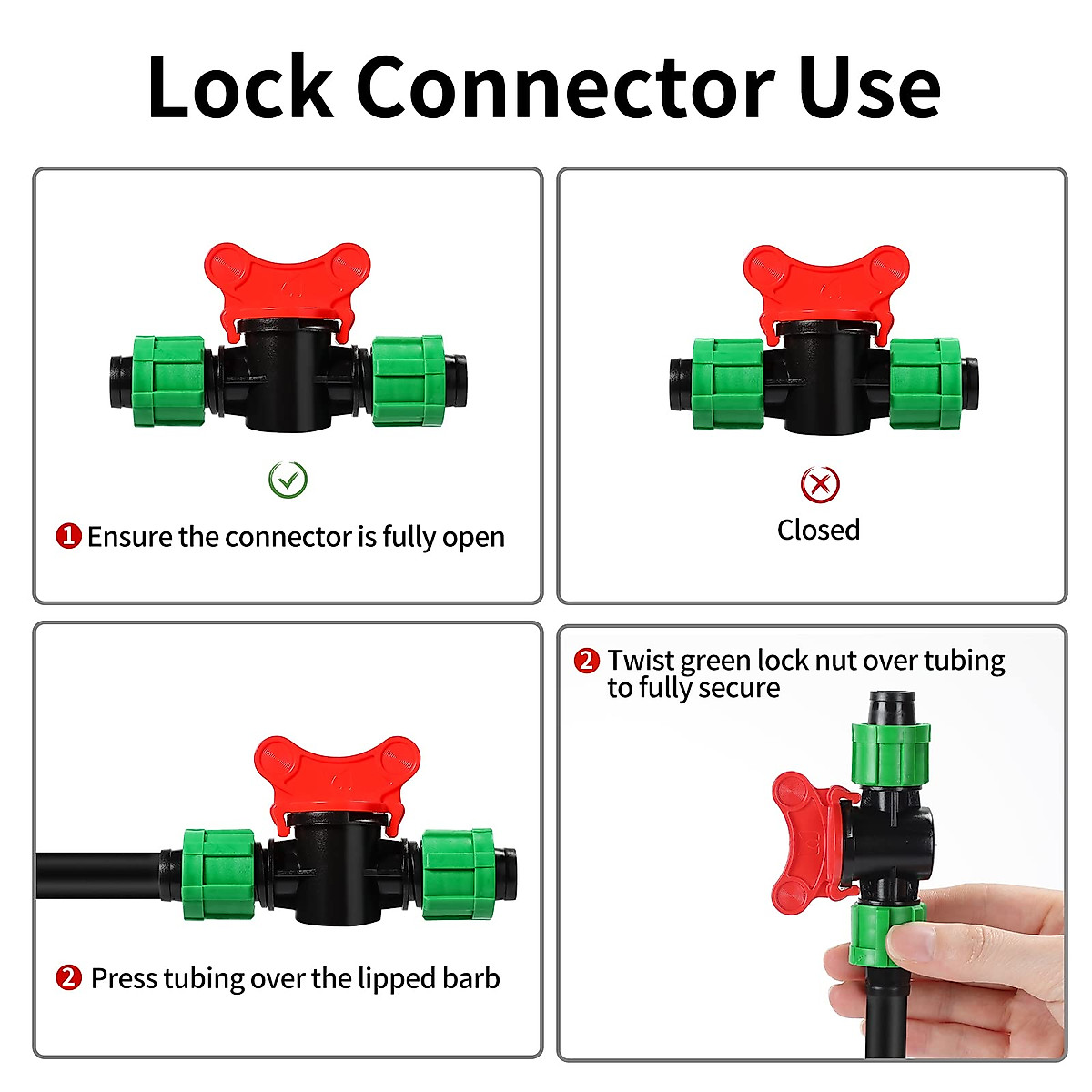 Drip Irrigation Shut off Valve 1/2 Inch Universal Drip Irrigation Tubing Coupling Valve Connector Locking Fitting Compatible with 16 to 17 mm Drip Tape Tubing Sprinkler System (12 Pieces)