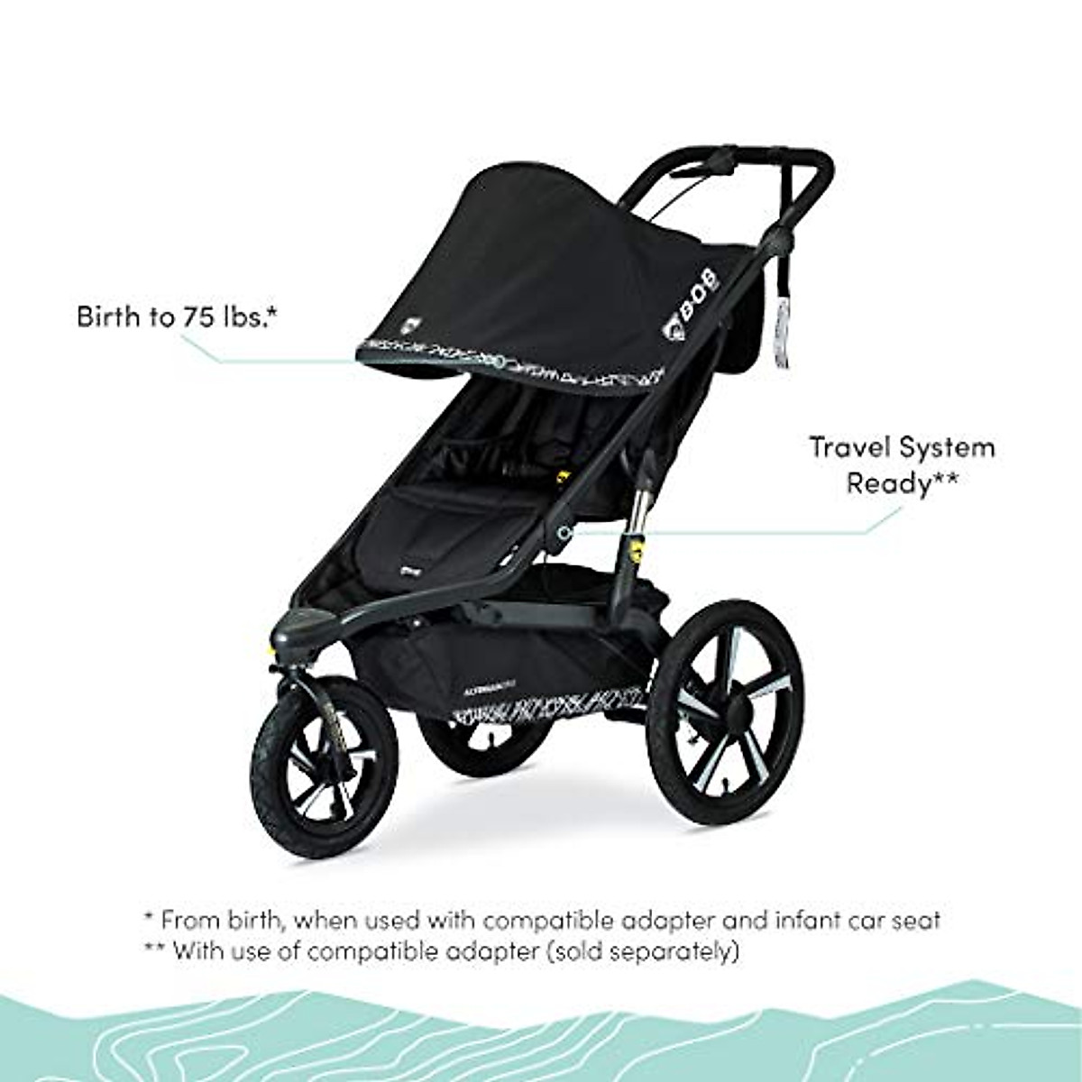BOB Gear Alterrain Pro Jogging Stroller, Lunar - Ultra-Reflective Accents