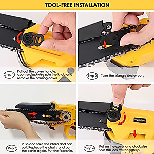 Mellif Mini Chainsaw 6-Inch for Dewalt 20V MAX Battery, Cordless Power Chain Saw with Security Lock, Brushless Handheld Electric Chainsaw for Wood Cutting Tree Trimming (Battery Not Included)