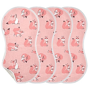 vvfelixl Little Cute Squirrels Burp Cloths for Baby Boy Girls Baby Washcloths Burp Rags 1 Pack Pink