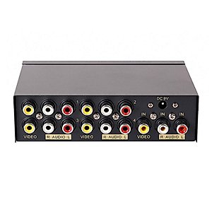 DTECH Powered 4 Way 3 RCA Splitter Box 1 in 4 Out Composite Video Audio Distribution Duplicator with Power Adapter