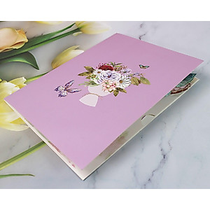 PQZKLDP 3D Pop-up Butterflies Greeting Card in Natural with Envelope and Note Tag Birthday-Anniversary-Wedding-Thank You- Gift Card All Occasion (Pink)