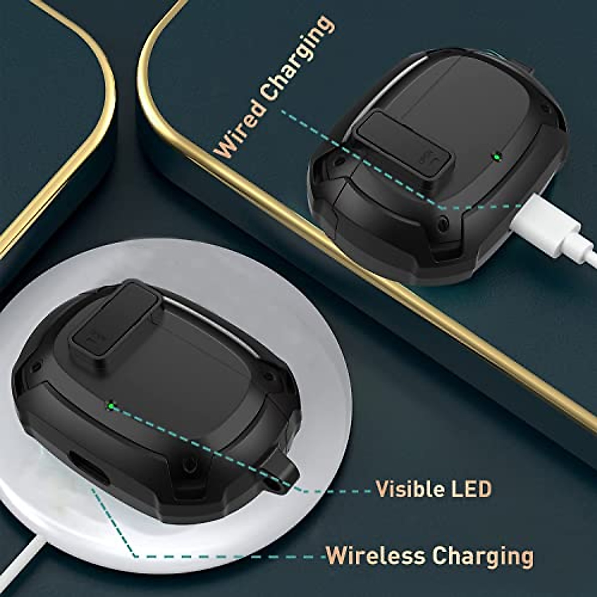 Beats Studio Buds/Studio Buds Plus Case 2021/2023, [Secure Lock] OTOPO Cool Beats Studio Buds+ Protective Case Cover Men Women with Keychain for New Beats Studio Ear buds + Case - Black