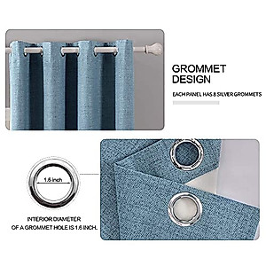 MIULEE Linen Texture Curtains for Bedroom Solid 100% Blackout Thermal Insulated Dusty Blue Curtains Grommet Room Darkening Curtains/Draperies Luxury Decor for Living Room Nursery 52x84 Inch (2 Panels)