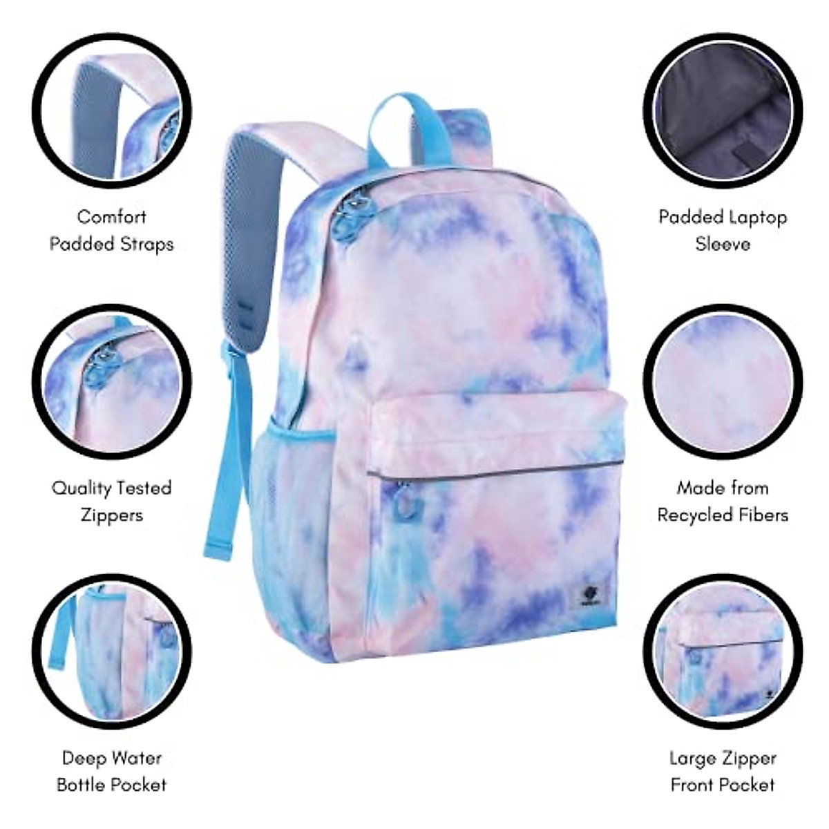 Fenrici Tie Dye Backpack: The Perfect Girls' Backpack for School, Teens and Kids with Padded Laptop Compartment, Tie Dye, Pink, 16 Inch
