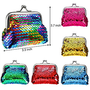 Frienda Sequin Coin Purses Reversible Sequin Mini Wallets Pouches Colorful Sequins Bags for Women Party Favor