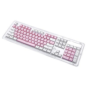 OEM Profile 104 Doubleshot PBT ANSI Layout Keycaps for Mechanical Keyboard,Key caps,Durable Translucent Backlit Key Compatible Gaming Keyboard keycaps for 61/87/104 Keyboards(Pink White Combo)