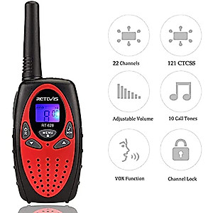 Retevis RT628 Walkie Talkies for Kids,Toys for 5-13 Year Old Boys Girls,Key Lock,Crystal Voice, Easy to Use,Long Range Walky Talky for Camping Hiking(Red,2 Pack)