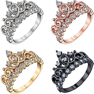 Guliette Verona Silver Princess Crown Ring (Black Rhodium Plated) (8)