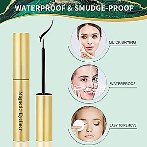 Rechoo Magnetic False Eyelashes Kit- 14 Pairs Different Magnetic Lashes Natural Look with 3 Eyeliners, Reusable 3D Black False Eyelashes with Applicator and Tweezers for Daily Eyelash Extension