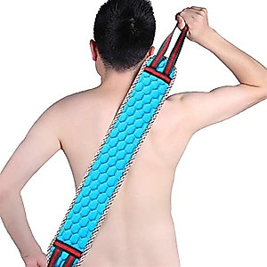 INGVY Dry Brushing Body Brush Bathing Supplies Both Sides Bath Towel Rub Brush Pull Back Strip Rub Back Belt Bathroom Tools Exfoliating (Color : Pink)