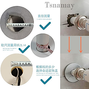 Tsnamay 4 Pcs Wall Split Flange, ABS Square Self-Adhesive Escutcheon Plate Buckles Design for 1.3"/33mm Diameter Pipe