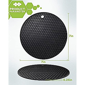 Wapodeai 2pcs Silicone Trivets Mat for Hot Pots and Pans, Premium Multipurpose Hot Pads Pot Holders, Tabletop Kitchen Trivet Mats Anti-Skid and High Temperature Resistance. (Black)
