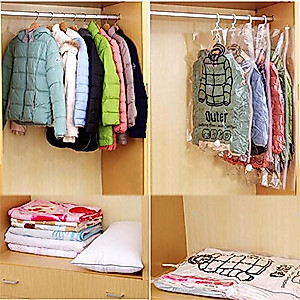 Hanging Compressible Storage Bag, Reusable Vacuum Storage Bags, Clothes Vacuum Organizer, Vacuum Seal Bags for Suits, Dress Coats, Jackets (5PCS,M(67*90cm))