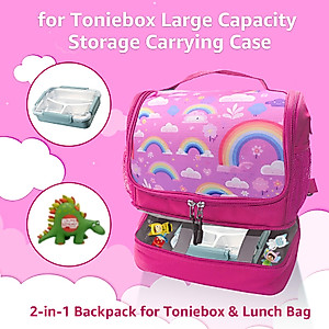 Carrying Case for Toniebox,Backpack Bag for Toniebox Starter Set , Tonie Figures ,Headphones and Charging Station, Portable Storage Bag with Shoulder Strap and Handle Bar, Hanging Storage (Pink)