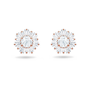Swarovski Sunshine Collection Stud Earrings with Sun-Shaped White Crystal Centerpiece in a Rose-Gold Tone Plated Setting