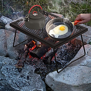 REDCAMP Folding Campfire Grill Heavy Duty Steel Grate, Portable Camp Fire Cooking Racks for Over Fire Pit