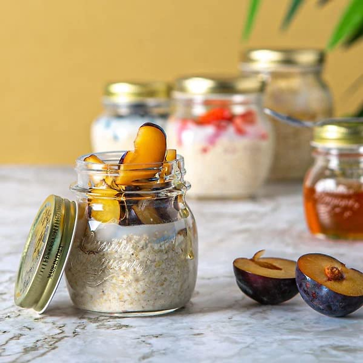 Bormioli Rocco Quattro Stagioni Set of 6 Clear Airtight Mason Jars, 8.5 Oz. Made from Food Safe Durable Glass, Made in Italy.