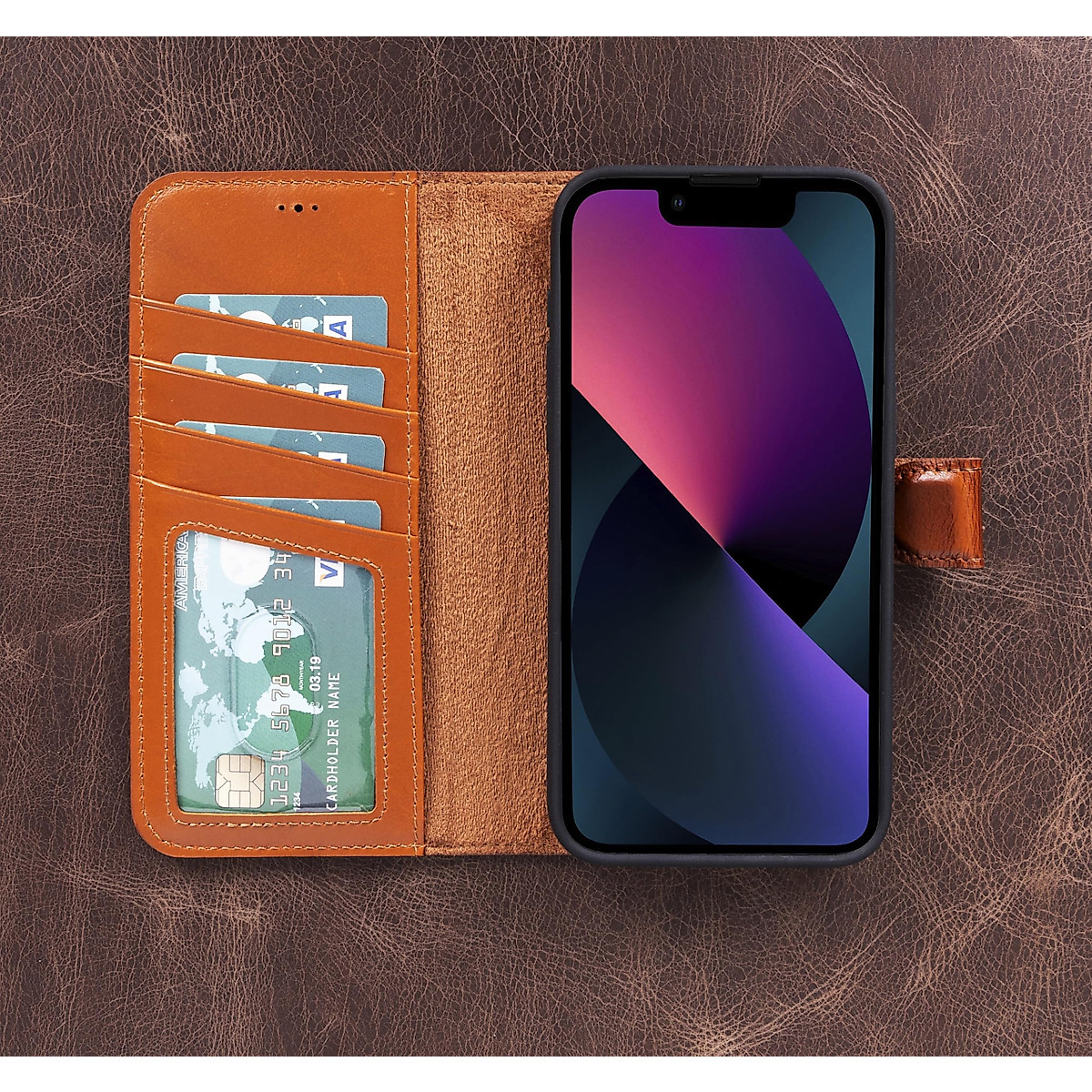 VENOULT Wallet Case for iPhone 16 Pro MAX 6.9" / 16 Pro 6.3" / 15 Pro MAX /14/13 Pro and All Previous Series, [Compatible with MagSafe], Man or Women, 4 Card Holder, Full Grain Genuine Leather, RFID