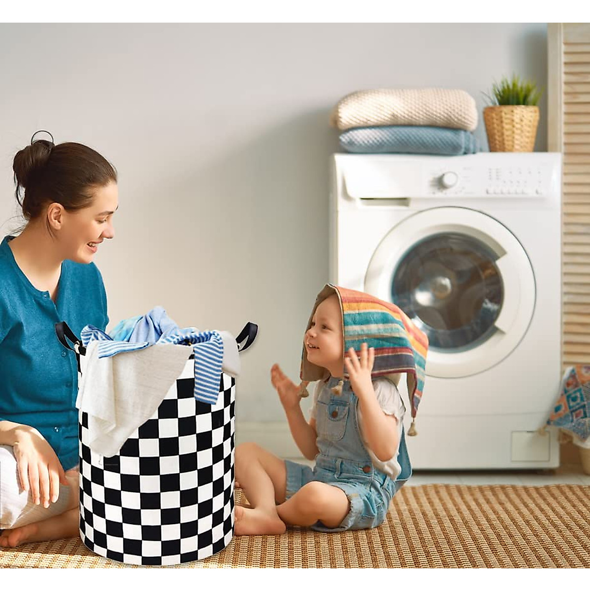 HIYAGON Boys Laundry Basket hamper Kids Storage Basket Car Toy Organizer Bins for Room Decor,Gift Basket for Bedroom(Racing Flag)