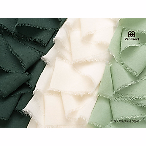 Vitalizart 15 Rolls 1.5" Chiffon Silk Ribbon Handmade Fringe Total 30 Yd Frayed Edges Ribbons for Wedding Invitations Bridal Bouquets Gifts Wrapping Crafts Holiday Decor