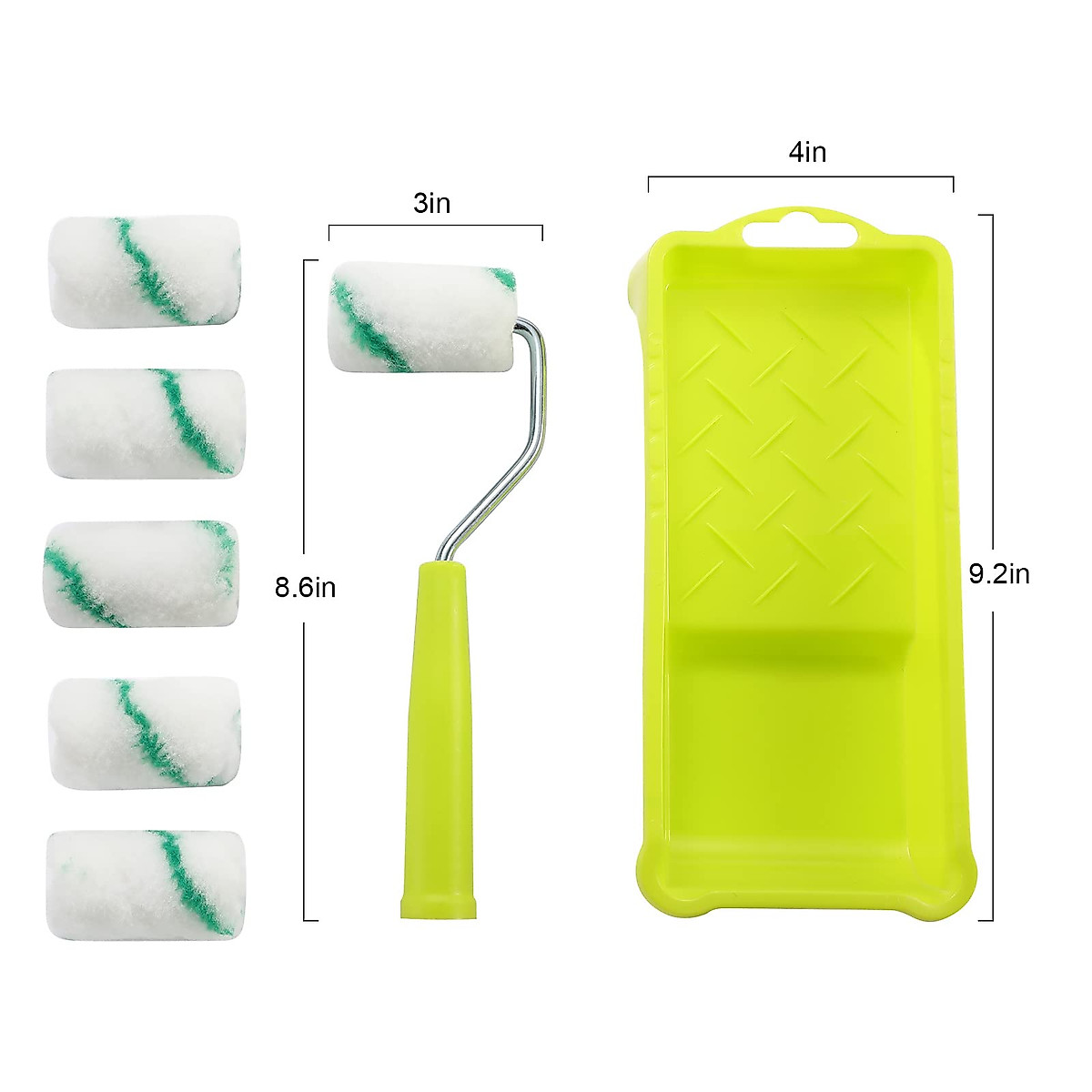 Paint Roller,High-Density Fabric Roller with Frame,Tray,Mini Paint Roller Refills, 2" Painting Supplies for Smaller DIY Stenciling Projects(Pack of 8)