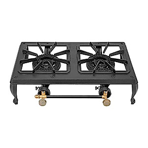 only fire Cast Iron Camping Stove 2 Burner Stove Propane Gas Cooker for Outdoor Camping, Barbecue Grilling, Tailgating, Hiking