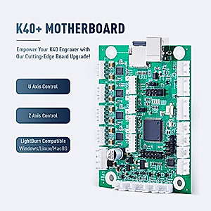 OMTech K40+ Laser Engraver Motherboard Upgrade, Replacement Control Board for CNC CO2 Laser Cutter Engraver Machines with Rotary Axis Autofocus Support, Smoothie Mainboard for LightBurn K40 Engraving