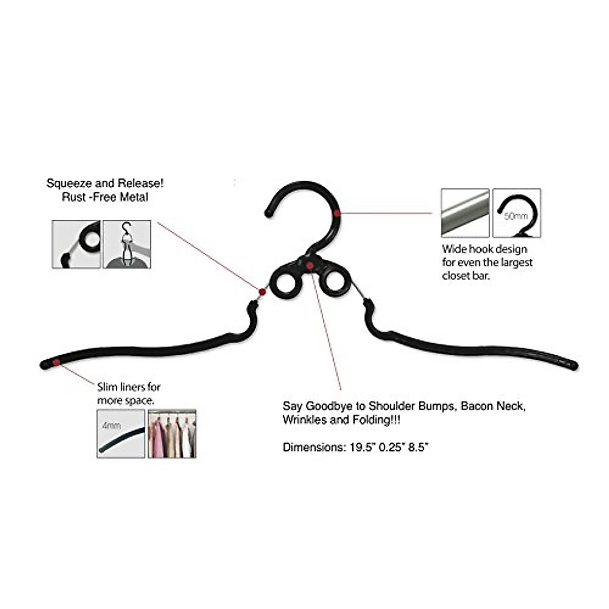 The Easy Life Hangers Flexible 40 Hangers Quality Space Saving That fit Through Any Collar