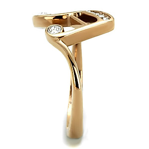 Marimor Jewelry Rose Gold Plated Stainless Steel Crystal Musical Note Fashion Ring Women's Size 8