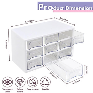 FODIENS Desk Storage Organizer with 9 Drawers, Stackable Desktop Craft Drawer Cabinet, Clear Storage Box Caddy for Makeup Jewelry Office Craft Supplies (9.84×6.3×5.9in)